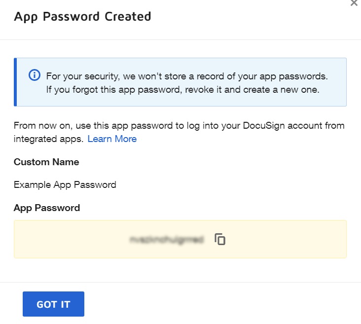 App Password authentication